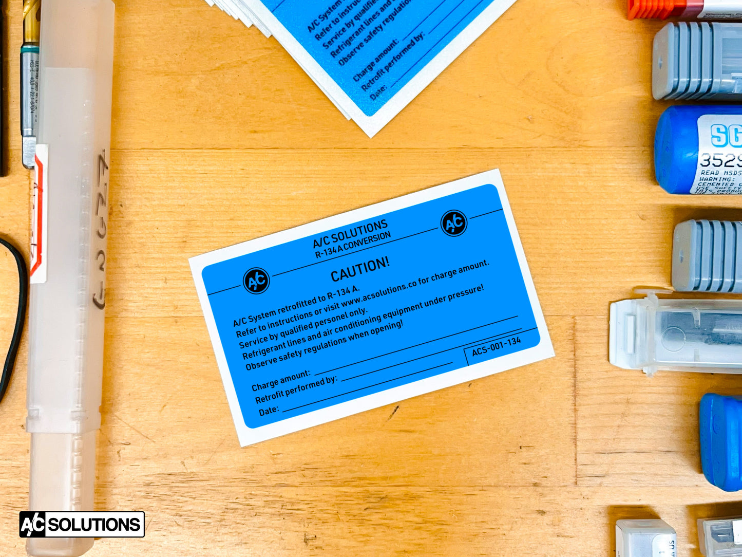 A/C Solutions R134a Retrofit Label - Island Racewerks