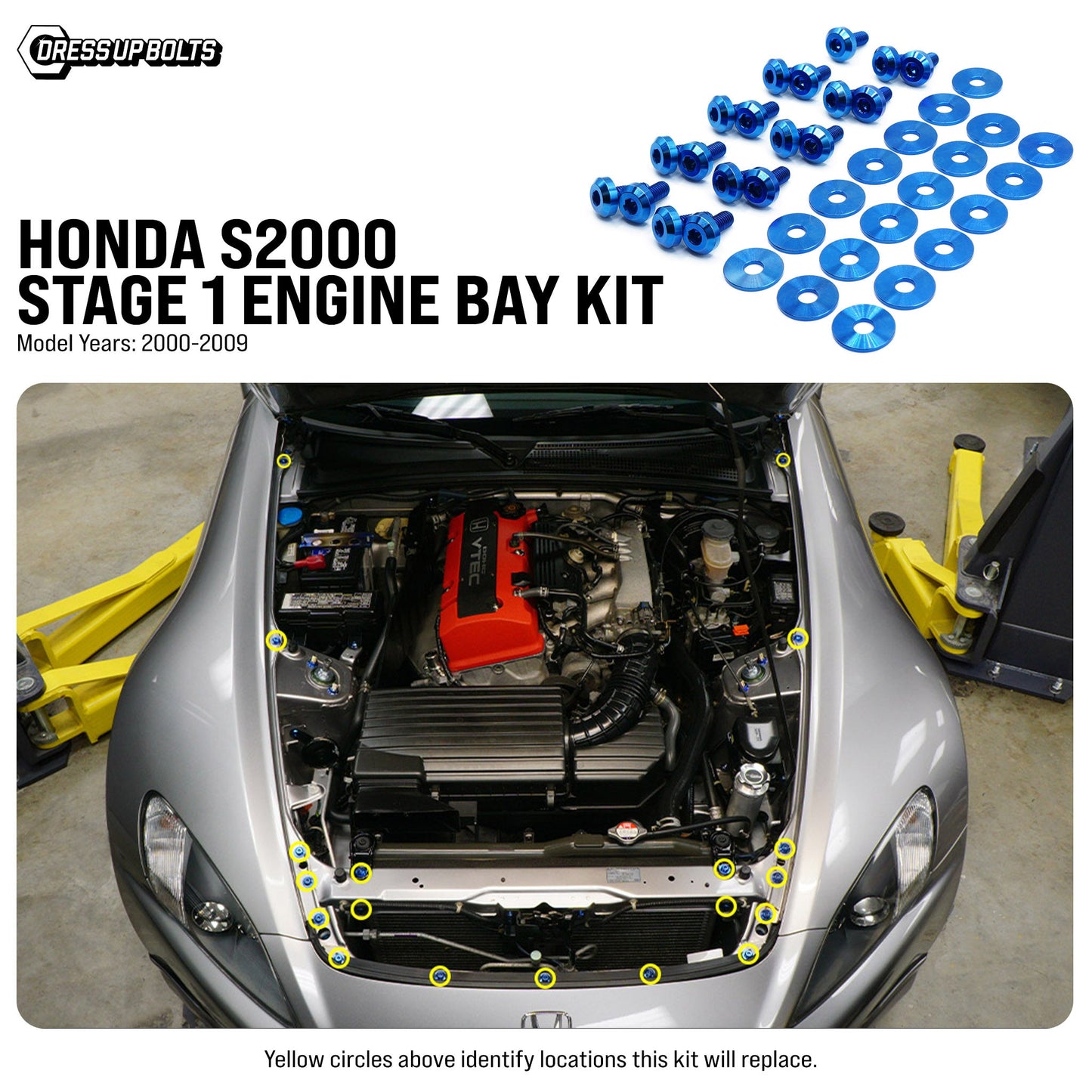 Stage 1 Titanium Hardware Engine Bay Kit - Honda S2000 (2000-2009 ...