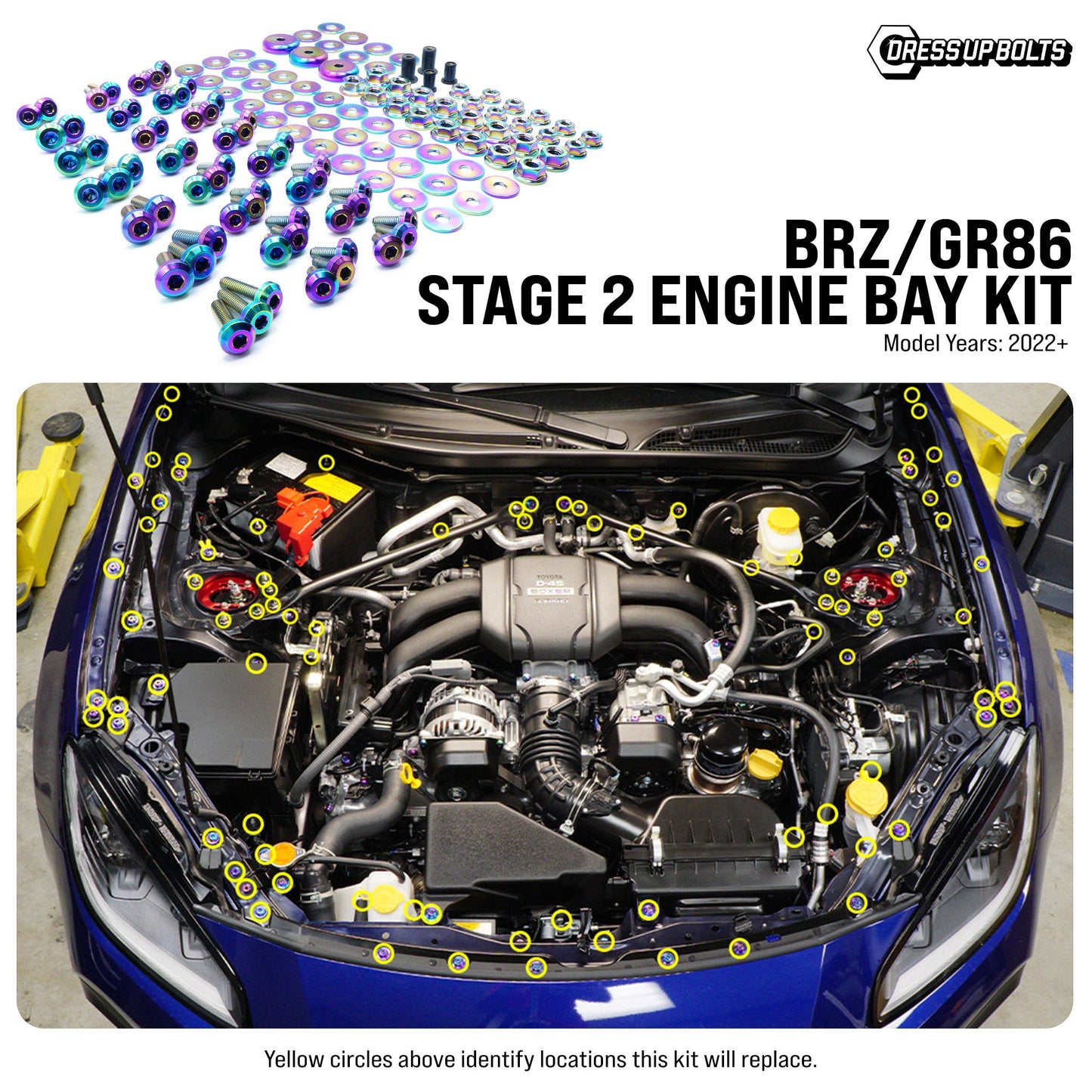 Stage 2 Titanium Hardware Engine Bay Kit - Toyota GR86/Subaru BRZ (202 ...