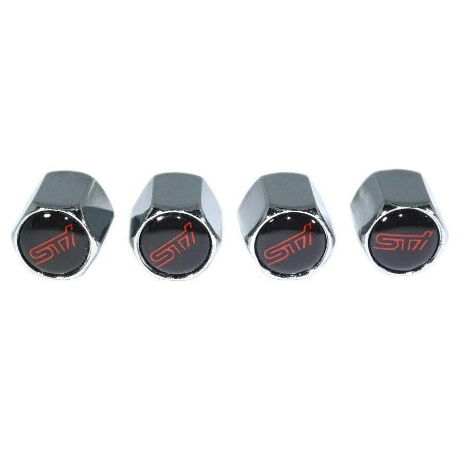 Chrome Valve Stem Tire Caps, Style: Subaru STI WRX - Island Racewerks